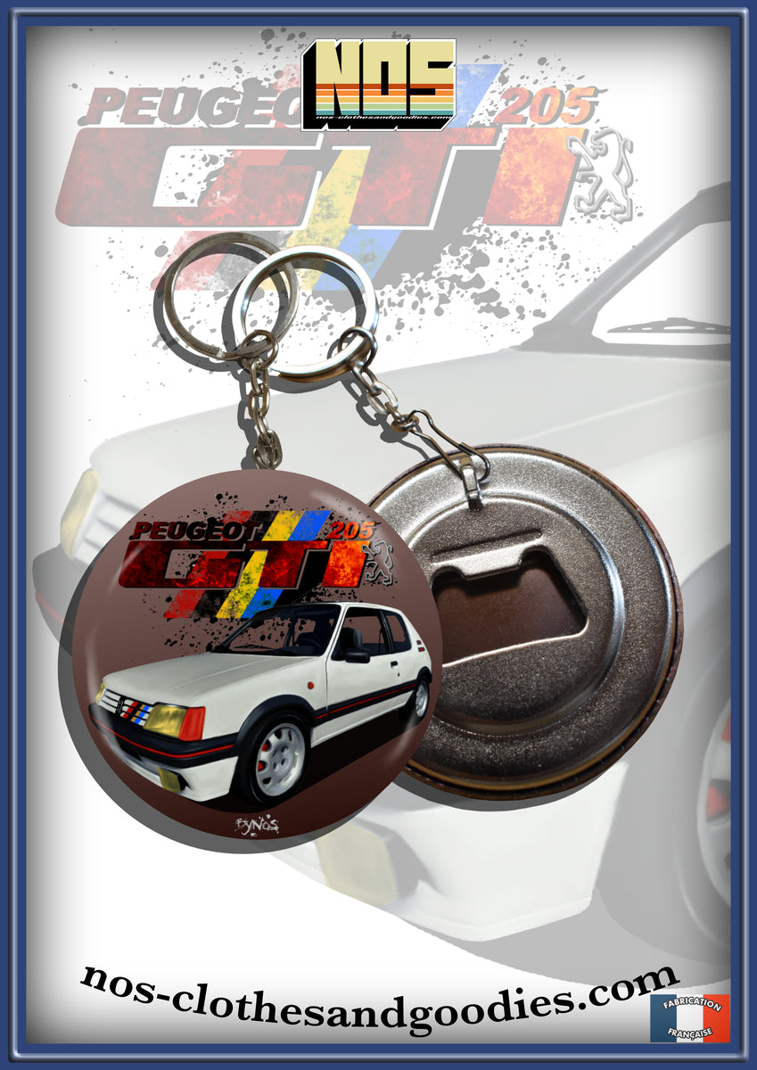 badge / magnet / bottle opener key ring Peugeot 205 GTI white – NOS ...